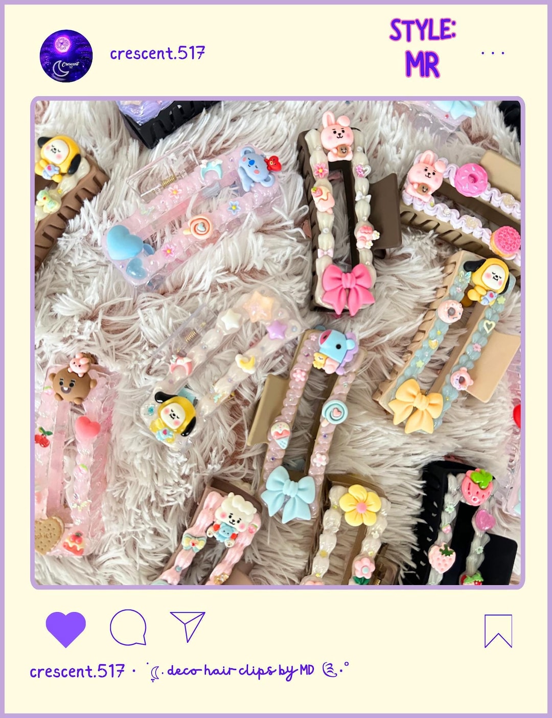 Kawaii Decoden Claw Clips, Cute Hair Clips, BTS, BT21, ARMY, Sweet ...
