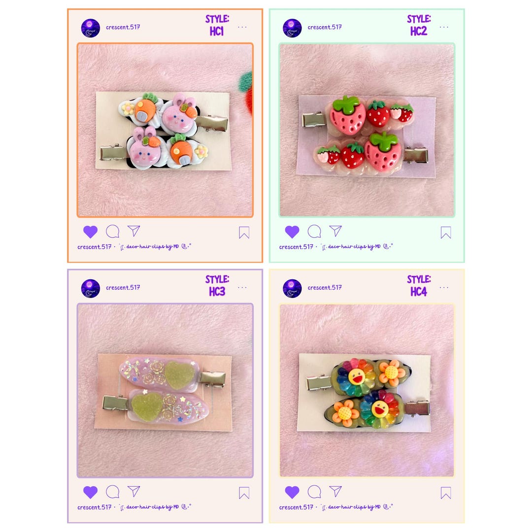 Kawaii Decoden Hair Clips, Cute Hair Clips, BTS, BT21, ARMY, Sweet ...