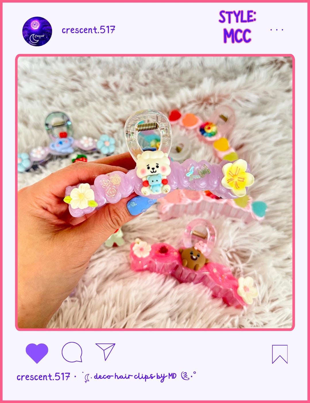 Kawaii Decoden Claw Clips, Cute Hair Clips, BTS, BT21, ARMY, Sweet ...