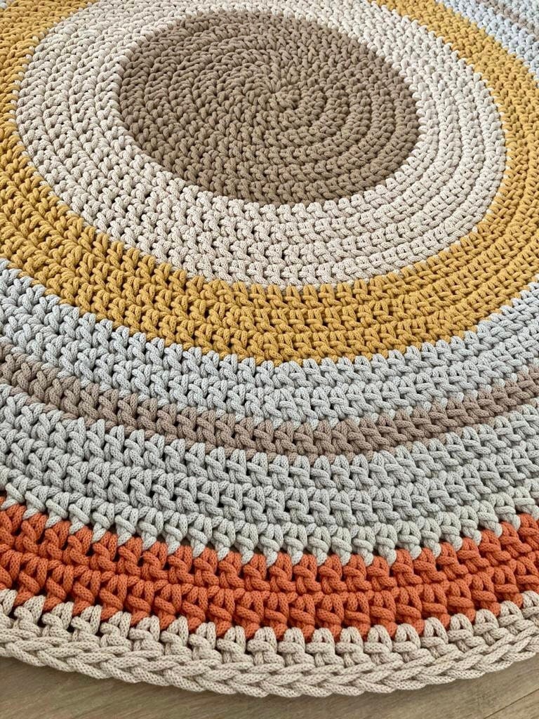 Round Rug Round Carpet Orange Beige Bright Spring Many Colors - Etsy