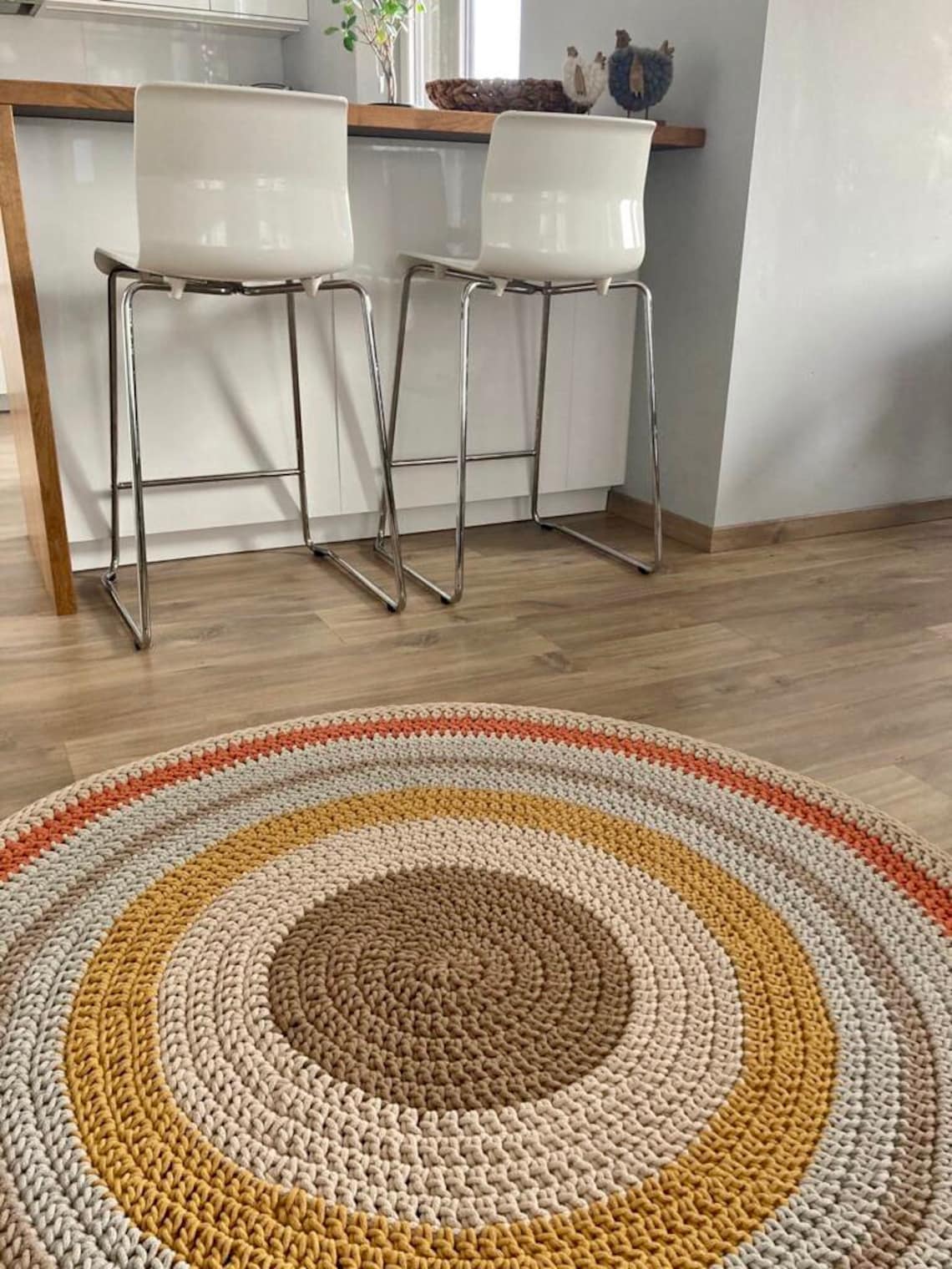Round Rug Round Carpet Orange Beige Bright Spring Many Colors - Etsy