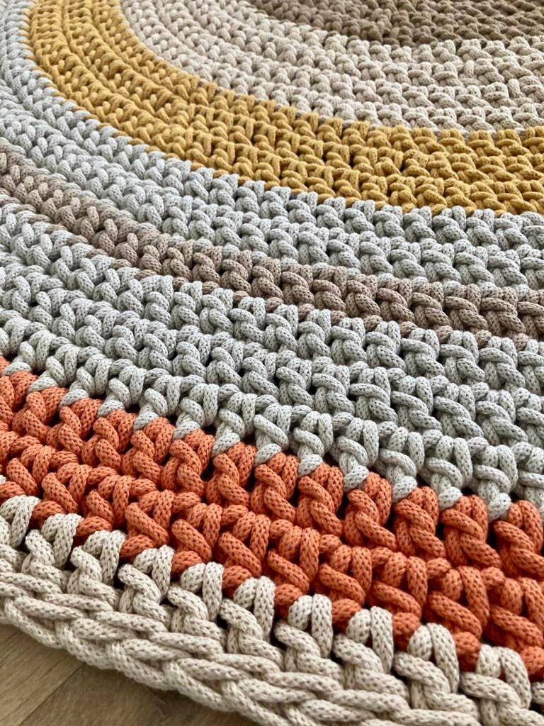 Round Rug Round Carpet Orange Beige Bright Spring Many Colors - Etsy
