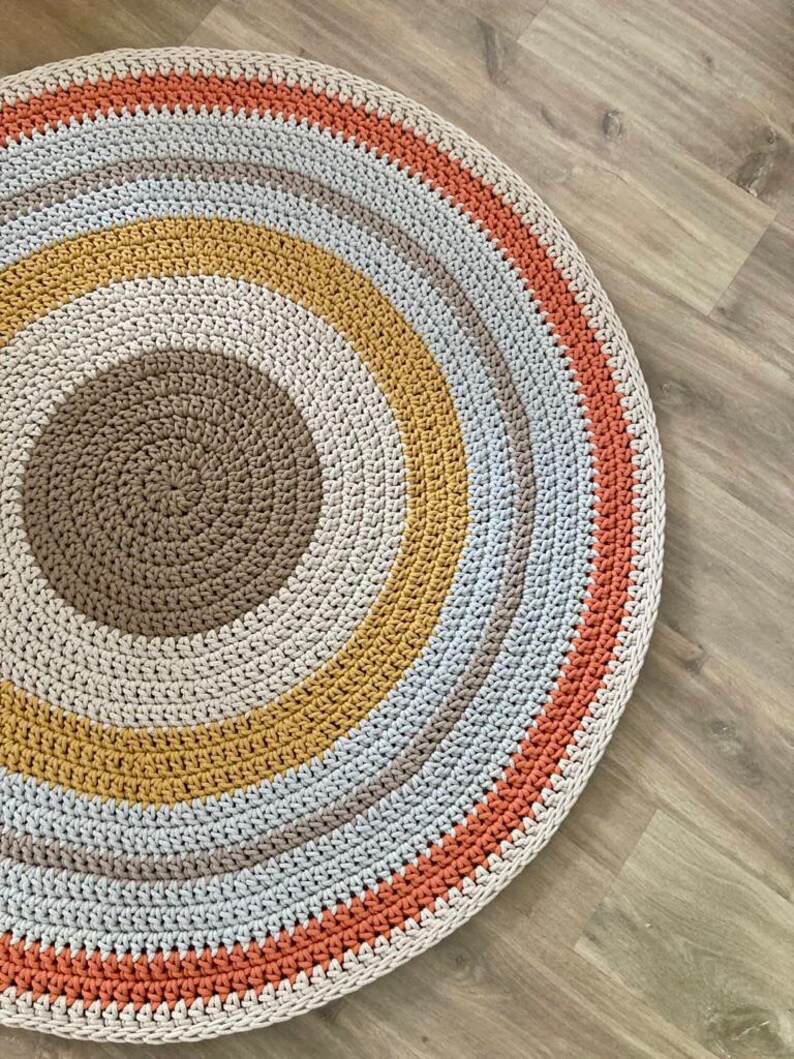 Round Rug Round Carpet Orange Beige Bright Spring Many Colors - Etsy
