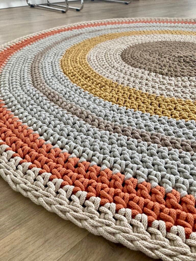 Round Rug Round Carpet Orange Beige Bright Spring Many Colors - Etsy