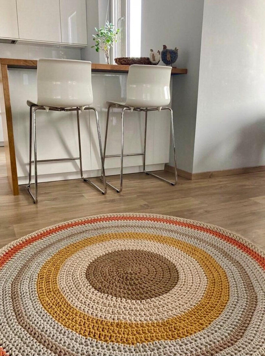 Round Rug Round Carpet Orange Beige Bright Spring Many Colors - Etsy