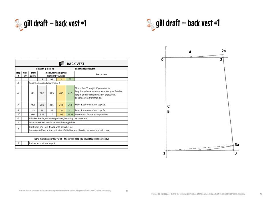 Sewing Pattern Drafting PDF. Pattern Cutting Gill Vest Top. Draft and ...