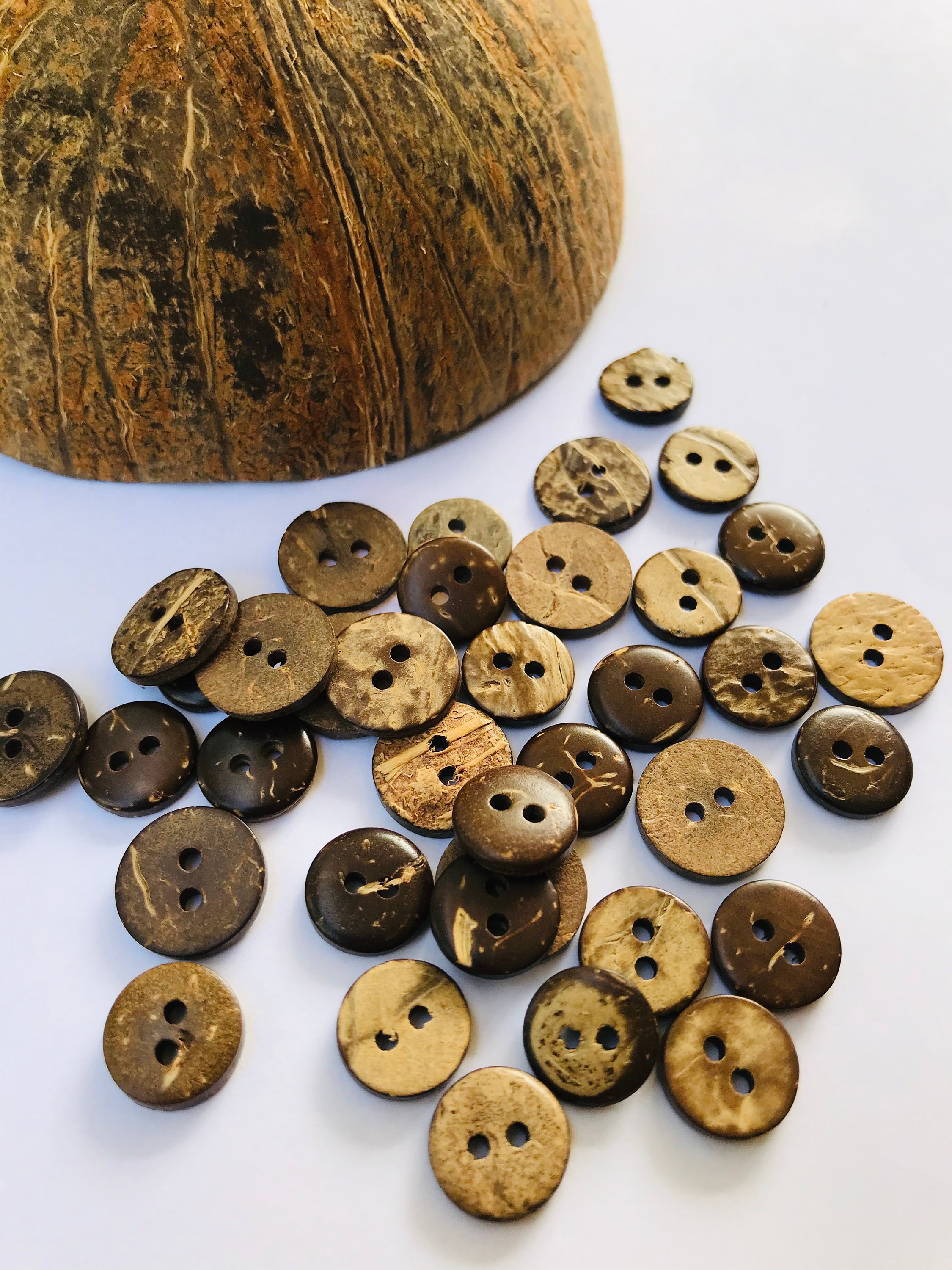 Natural Coconut Shell Buttons 12mm 0.47 / - Etsy UK