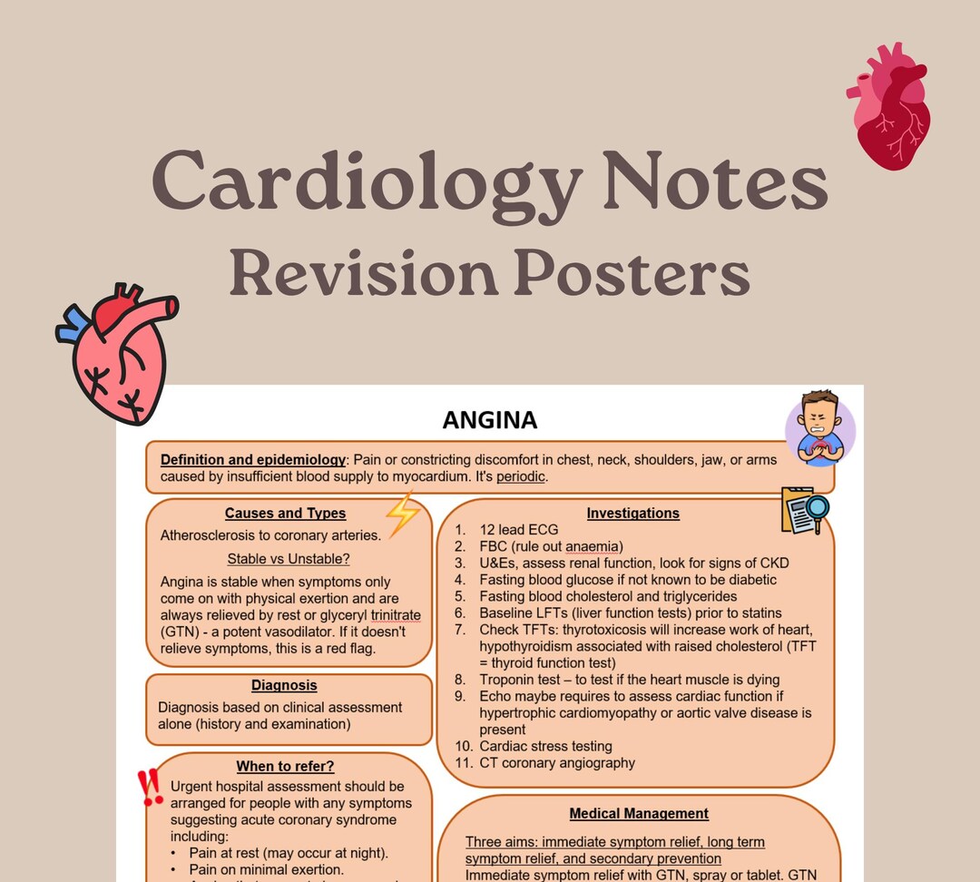 Cardiology Notes | Medical | Digital Download - Etsy