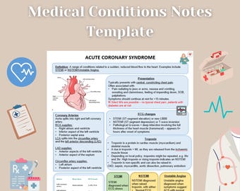 Medical Condition Notes Template | Studying | University Student - Etsy