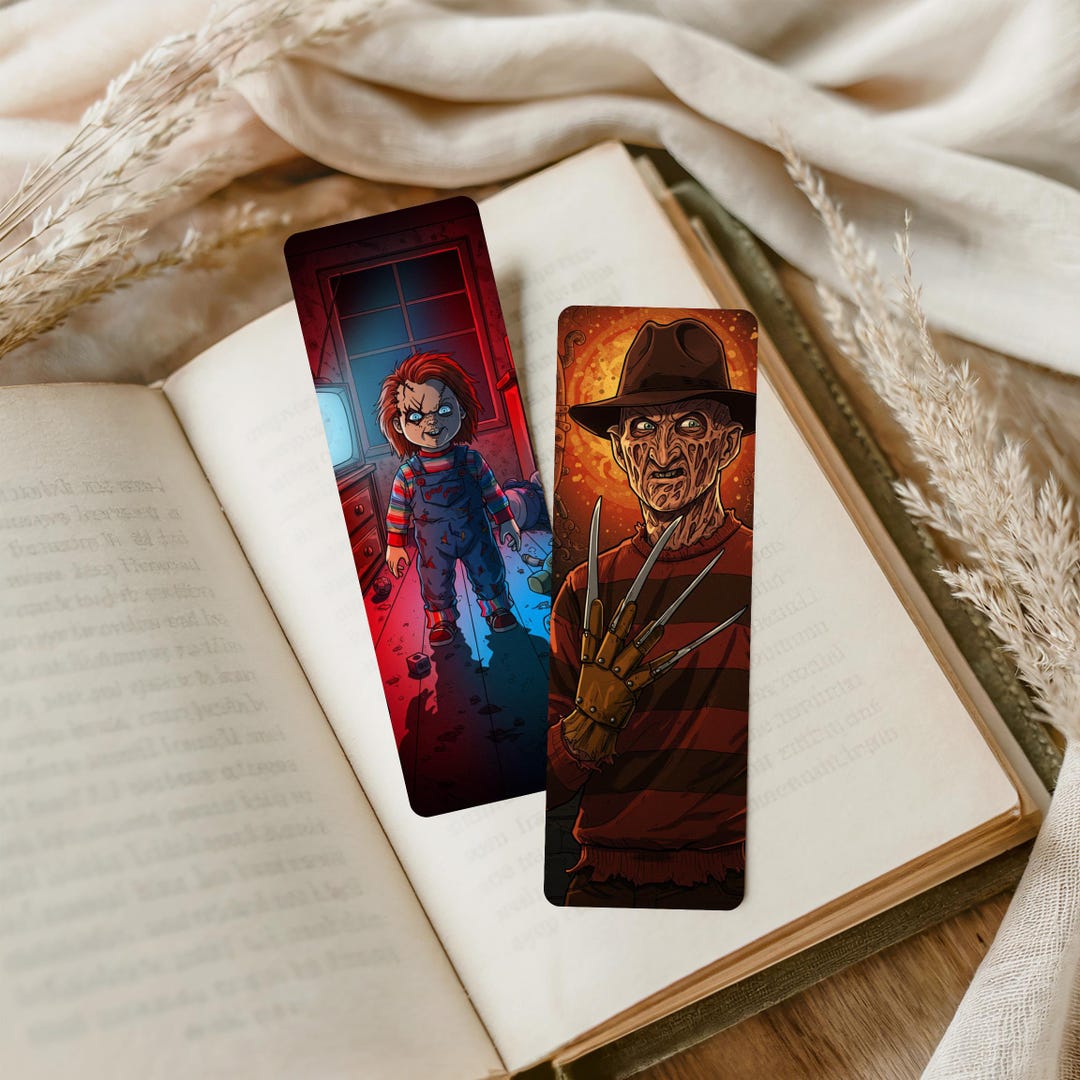 Horror Movie Laminated Bookmarks: Freddy & Chucky - Handmade - Etsy