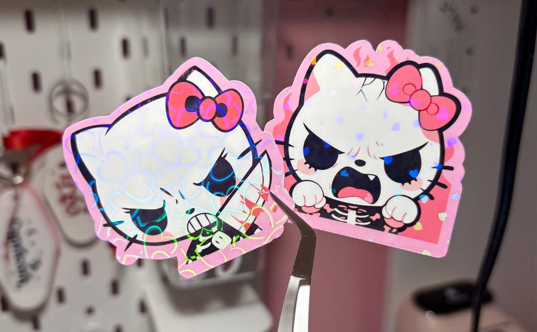 Hello Kitty Scary Skeleton Holographic Sticker, Sanrio Kawaii - Etsy