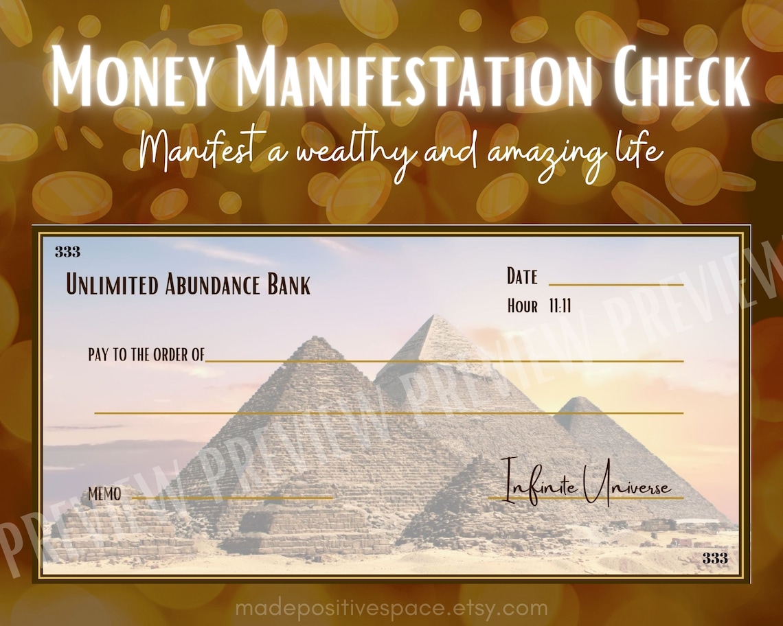 Printable Money Manifesting Check - Law of Attraction - Manifest ...