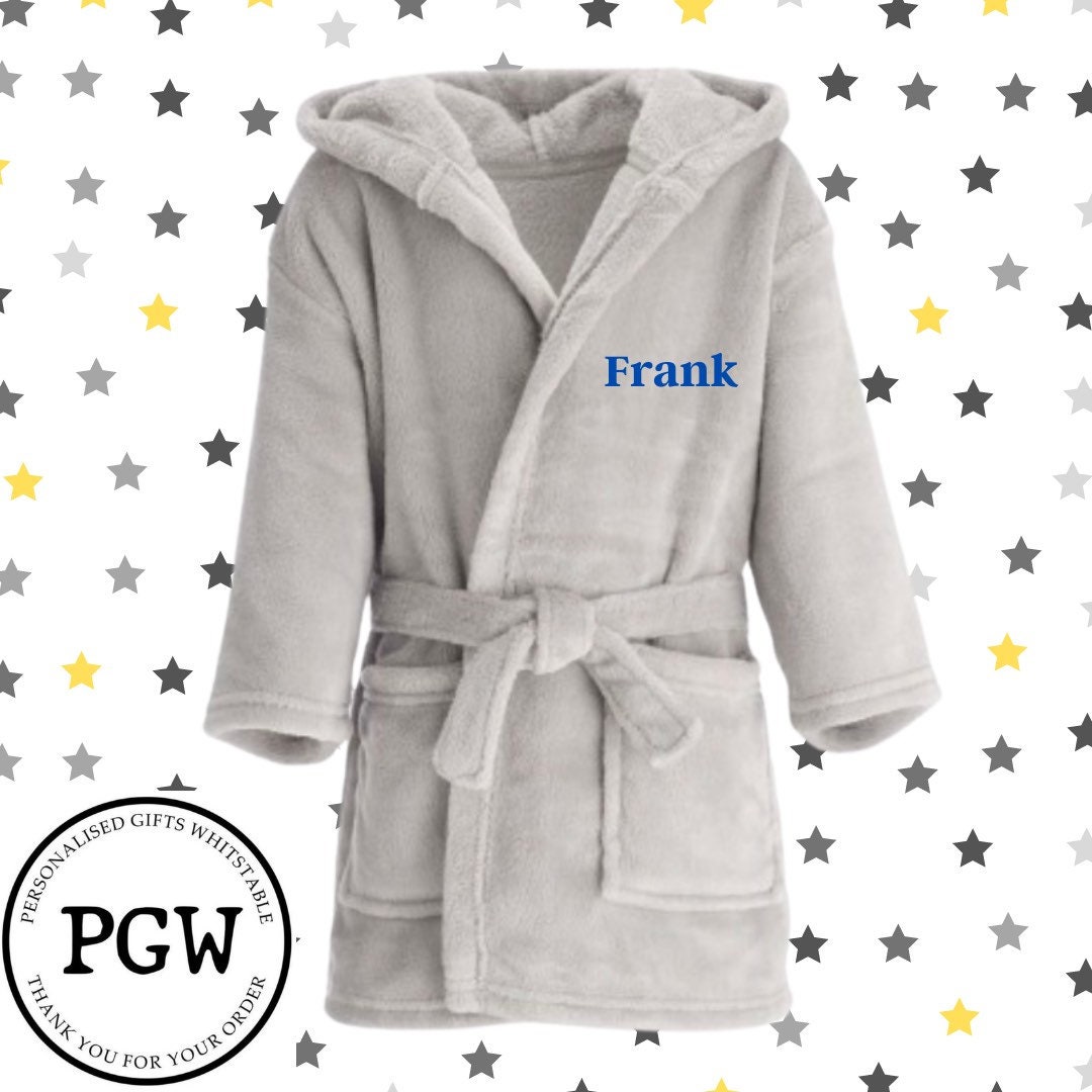 Personalised Embroidered Super Soft Dressing Gowns in Grey - Etsy UK