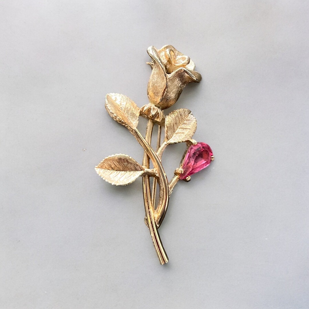 Avon Vintage Rose Flower Brooch, 1980s Gold Rose Pin, Avon Vintage ...