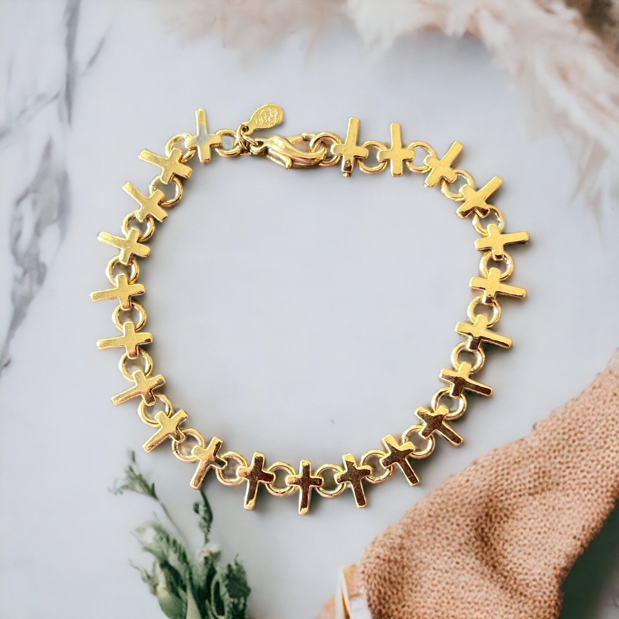 Vintage Premier Designs Bracelet Gold Cross Bracelet Vintage - Etsy