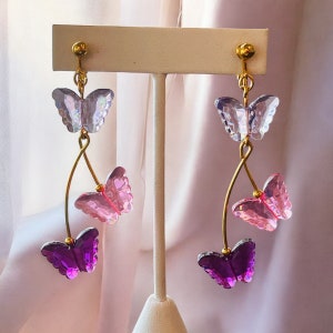 Avon Vintage Butterfly Earrings, 1990s Purple Butterfly Dangle Earrings, Avon Vintage Jewelry ...