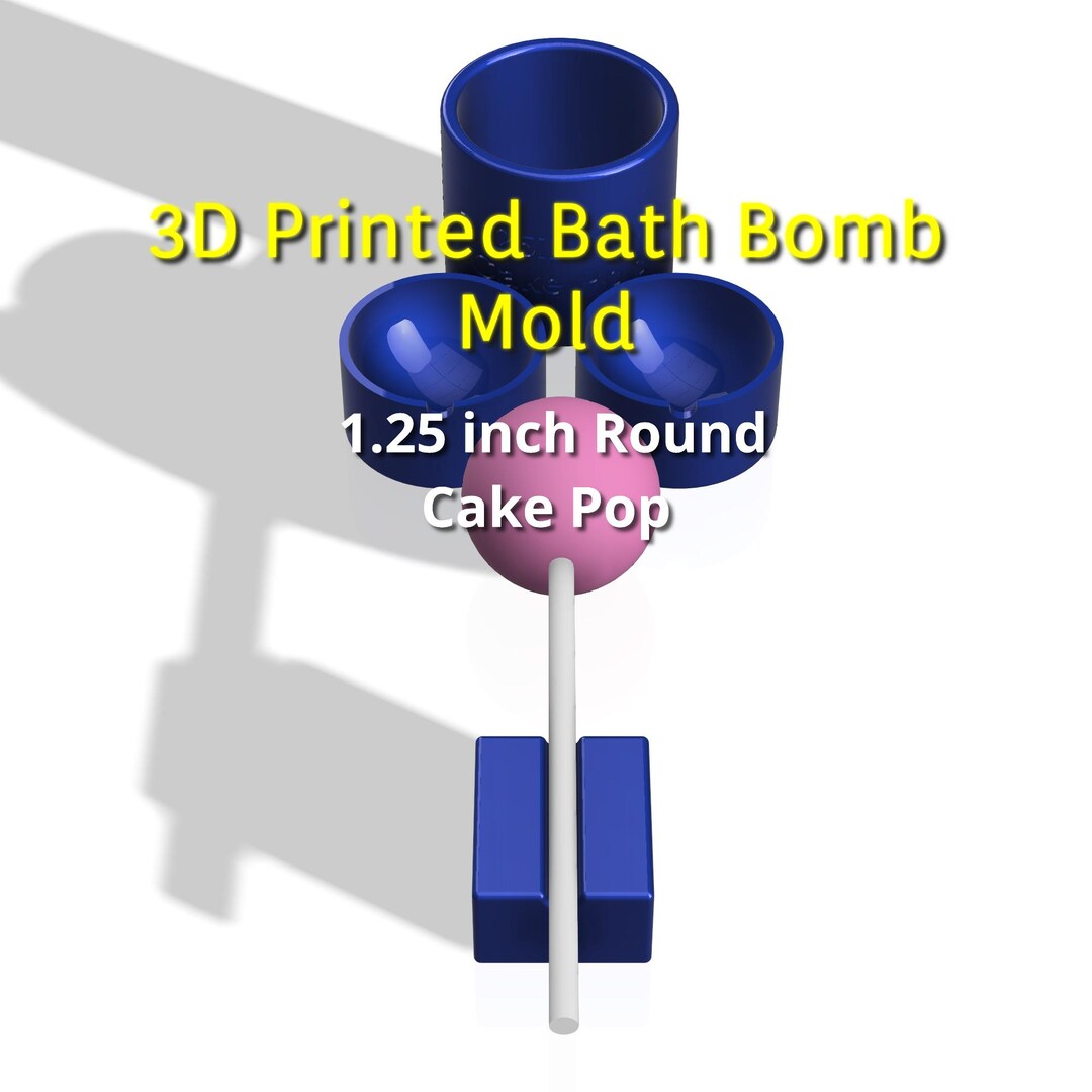 3D Printed 1.25 in Cake Pop Bath Bomb Mold, 1.25 in Lollypop Bath Bomb ...