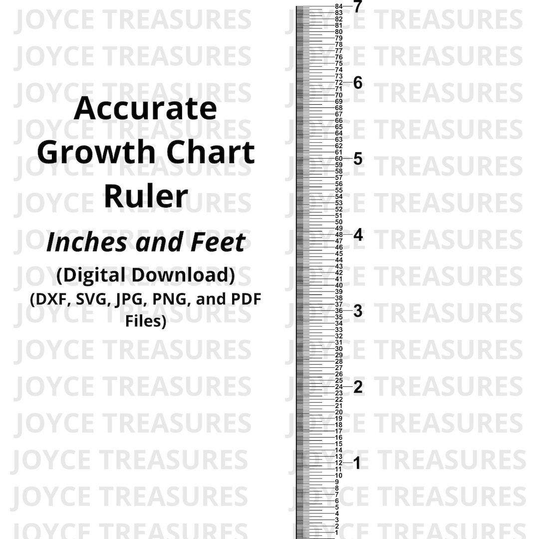 7 Ft Growth Chart Ruler: Inches & Feet (digital Download) - Etsy