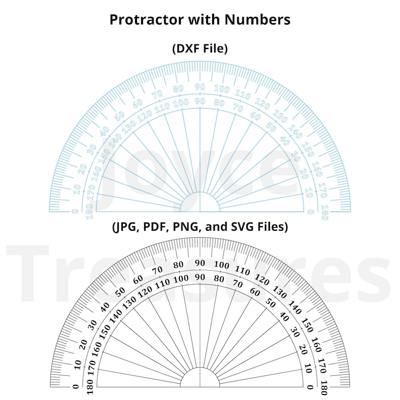 Protractor Dxf, Jpg, Png, Svg and Pdf Files, Accurate With Numbers - Etsy