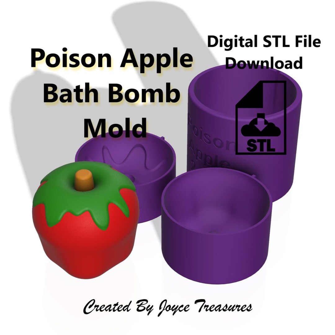 Poison Apple Bath Bomb Mold STL File, Halloween Apple (digital Download ...