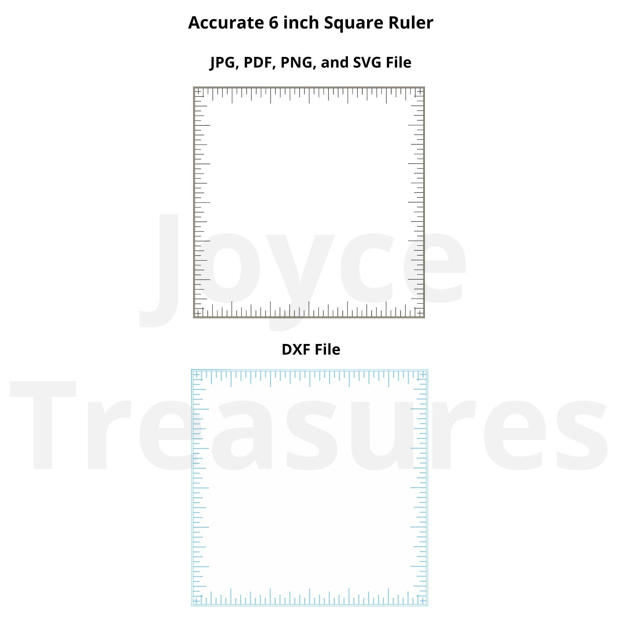 6 in Accurate Square Ruler (DXF, Jpg, Png, SVG, PDF Files) Digital ...