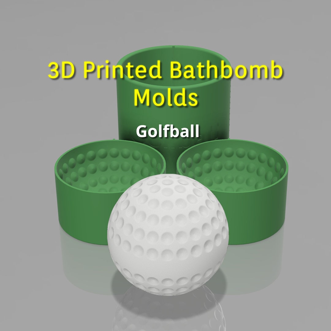 3D Printed 3 Piece 2in Round Golfball Bath Bomb, Golf Bathbomb Mold ...