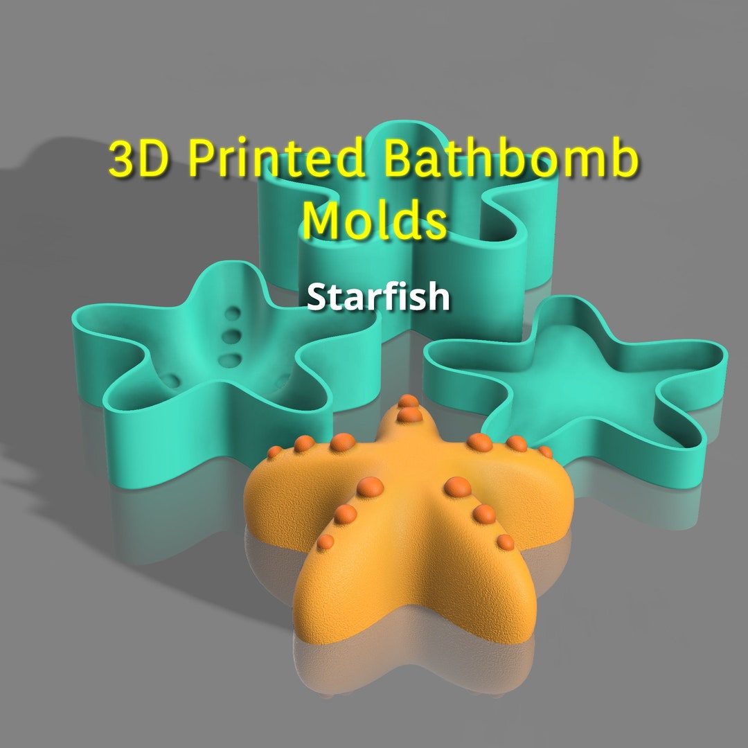 3D Printed 3 Piece Starfish Bathbomb Mold Starfish Bath Bomb - Etsy