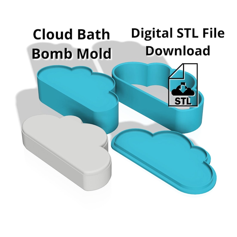 Cloud Bath Bomb Mold STL File: Rainbow Embeds, FDM Printer (digital ...