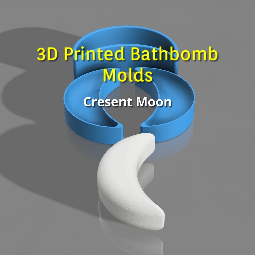 3D Printed 3 Piece Crescent Moon Bath Bomb Mold Crescent Moon Bathbomb ...