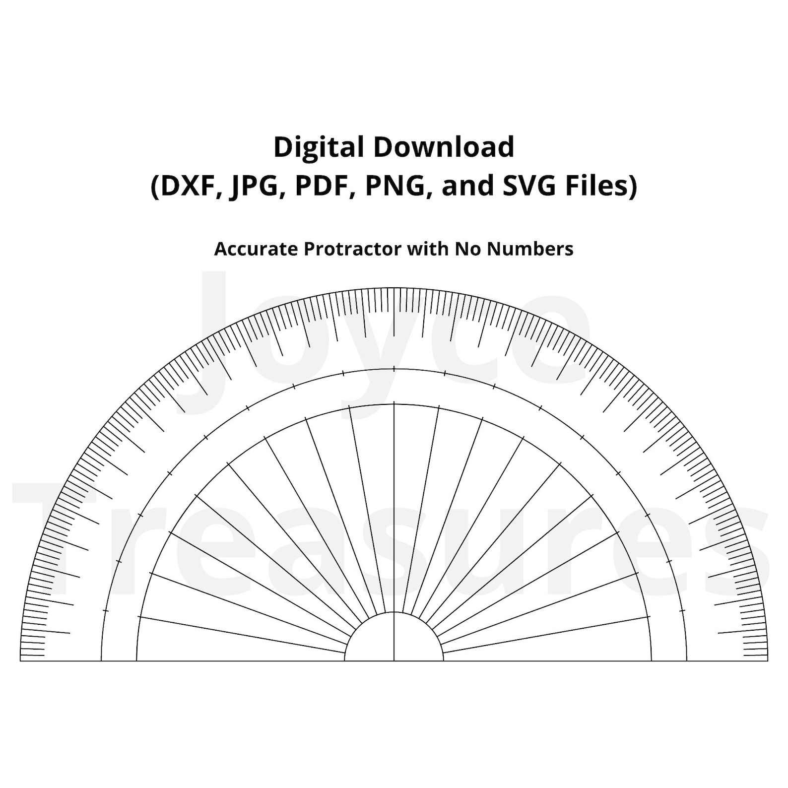 Protractor Dxf, Jpg, Png, Svg and Pdf Files, Accurate No Numbers - Etsy