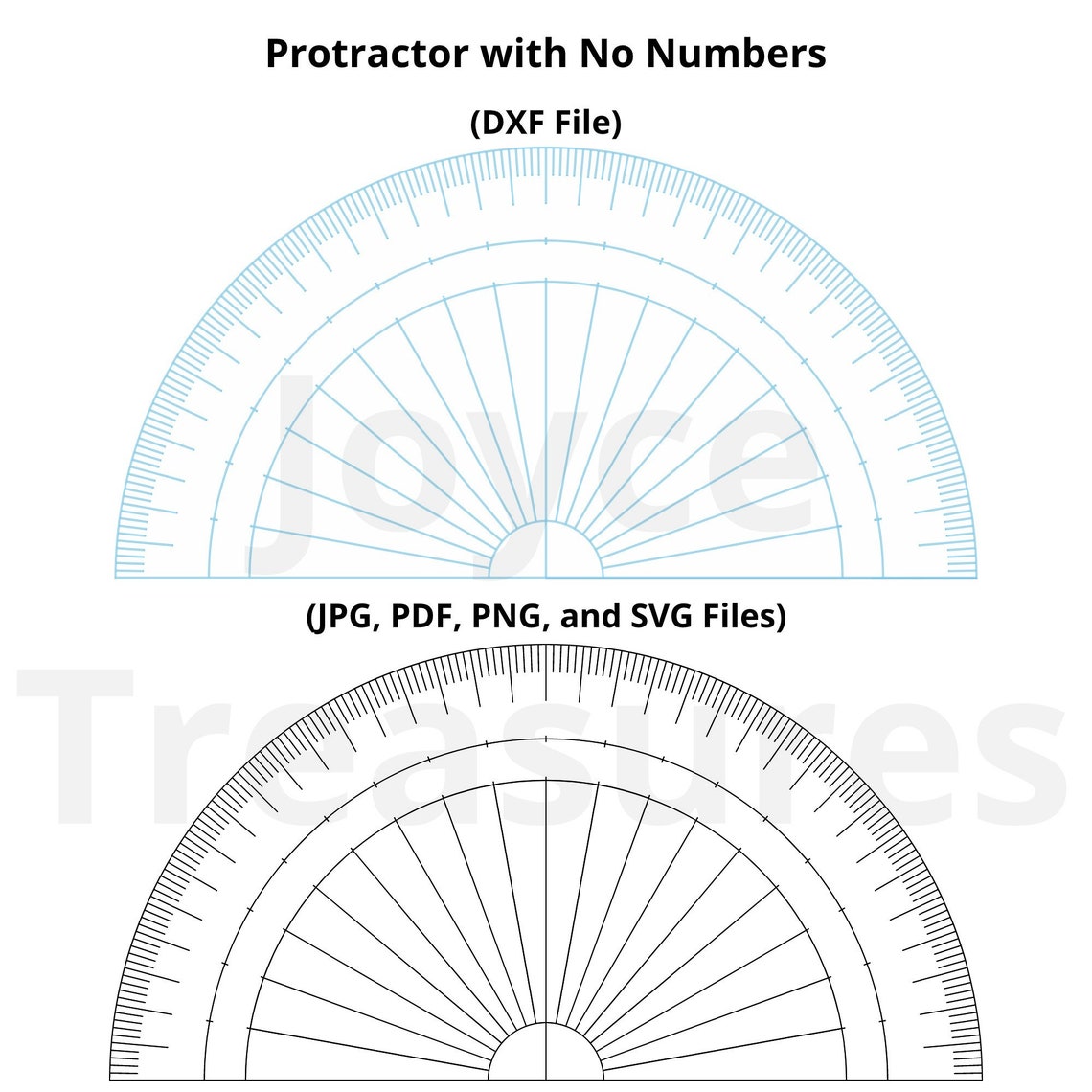 Protractor Dxf, Jpg, Png, Svg and Pdf Files, Accurate No Numbers - Etsy