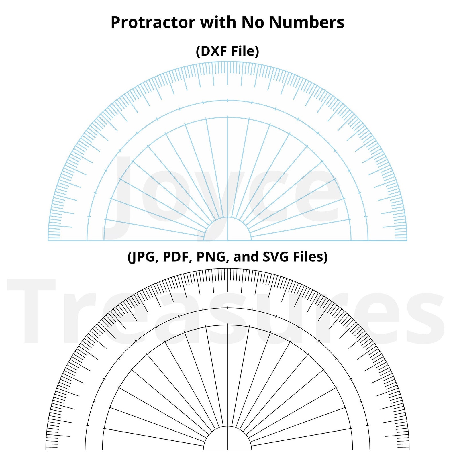 Protractor Dxf, Jpg, Png, Svg and Pdf Files, Accurate No Numbers - Etsy