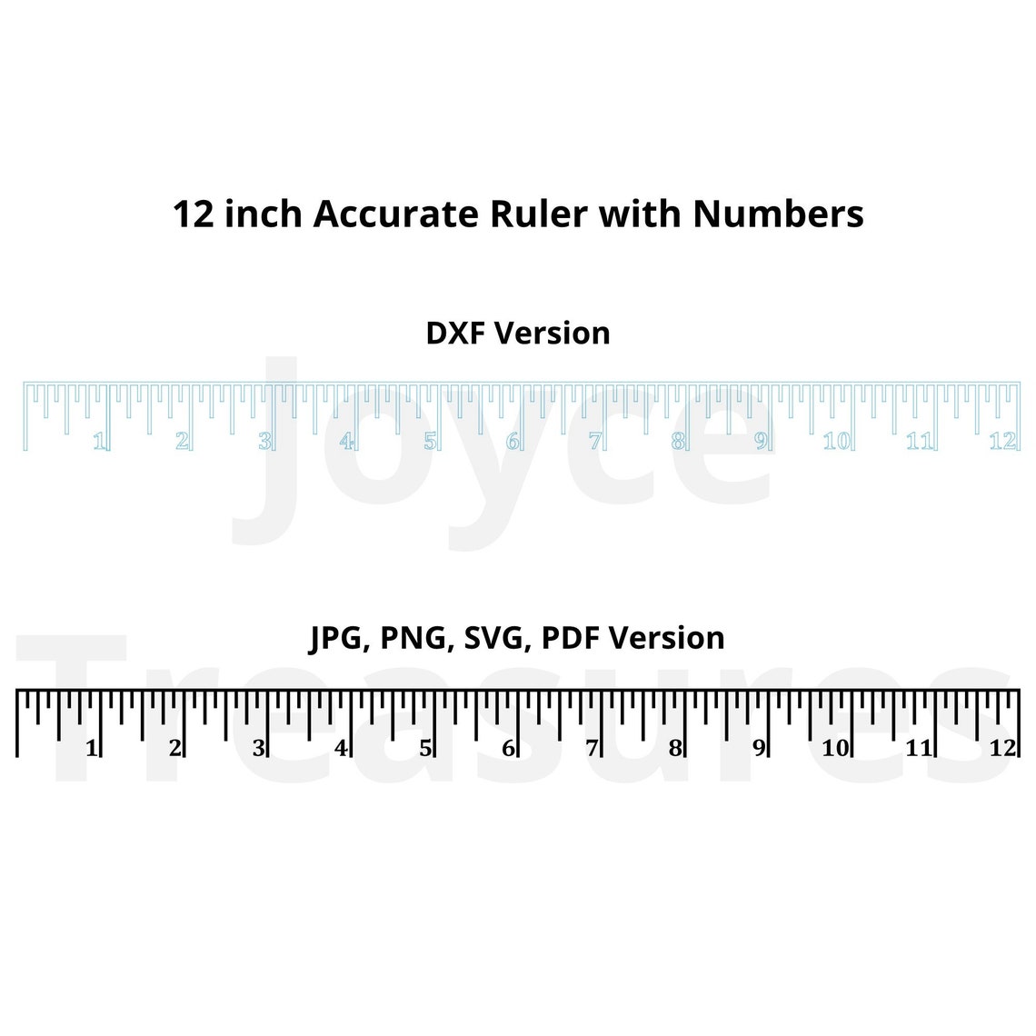 12 in Accurate Ruler With Numbers Lines Down (DXF, Jpg, Png, SVG and ...