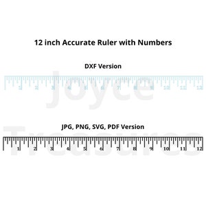 12 in Accurate Ruler With Numbers Lines Down (DXF, Jpg, Png, SVG and ...