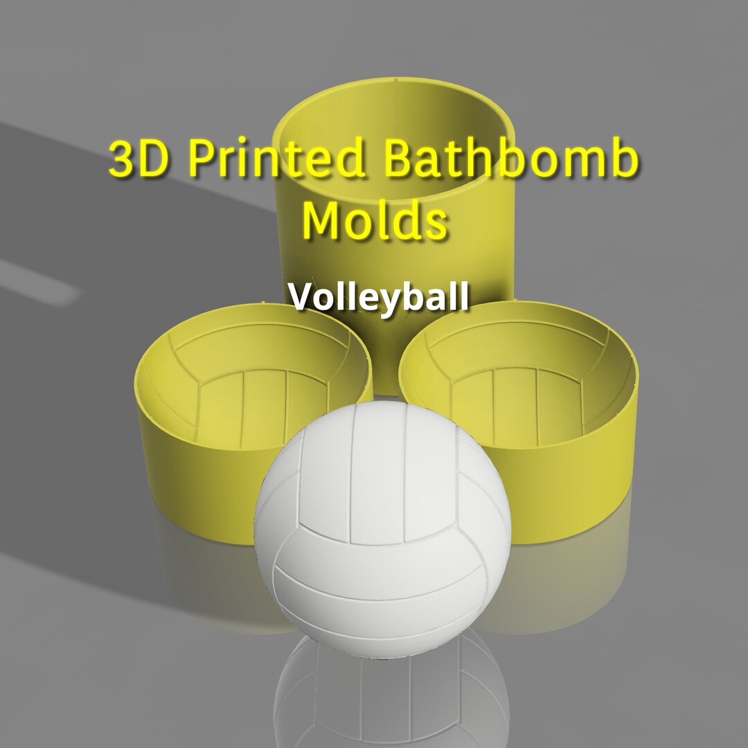 3D Printed 3 Piece 3in Round Volleyball Bath Bomb, Spring Mold, Sports ...