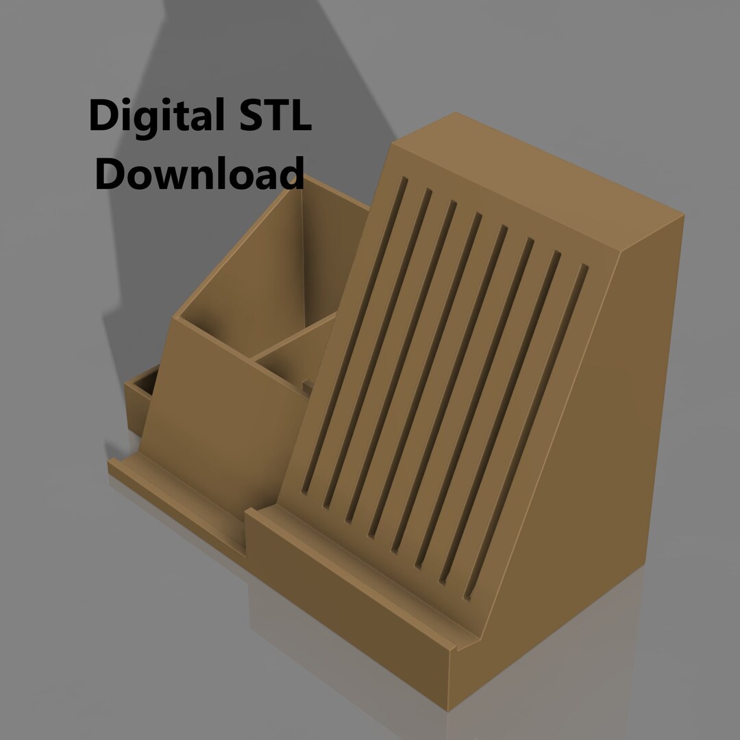 3D Printer STL File: Medium Desktop Organizer With Phone Holder ...