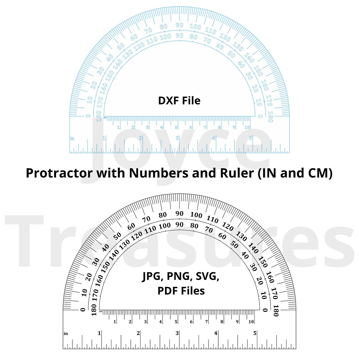 Protractor Accurate With Inch and Cm Ruler Dxf, Jpg, Png, Svg and Pdf ...