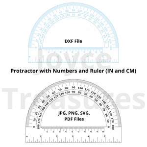 Protractor Accurate With Inch and Cm Ruler Dxf, Jpg, Png, Svg and Pdf ...