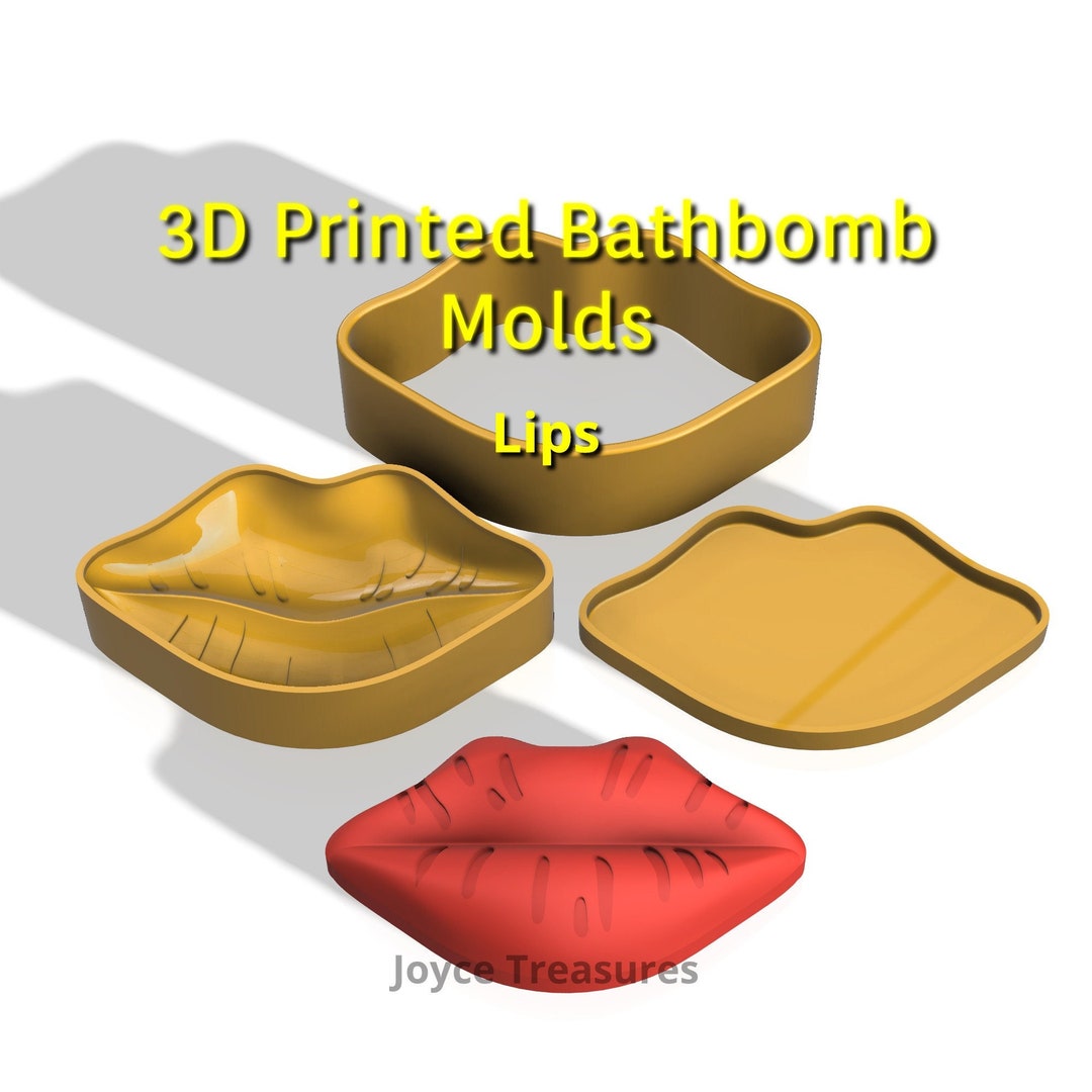 3D Printed Lips Bath Bomb Mold, Lips Bathbomb Mold. Kiss Bath Bomb Mold ...