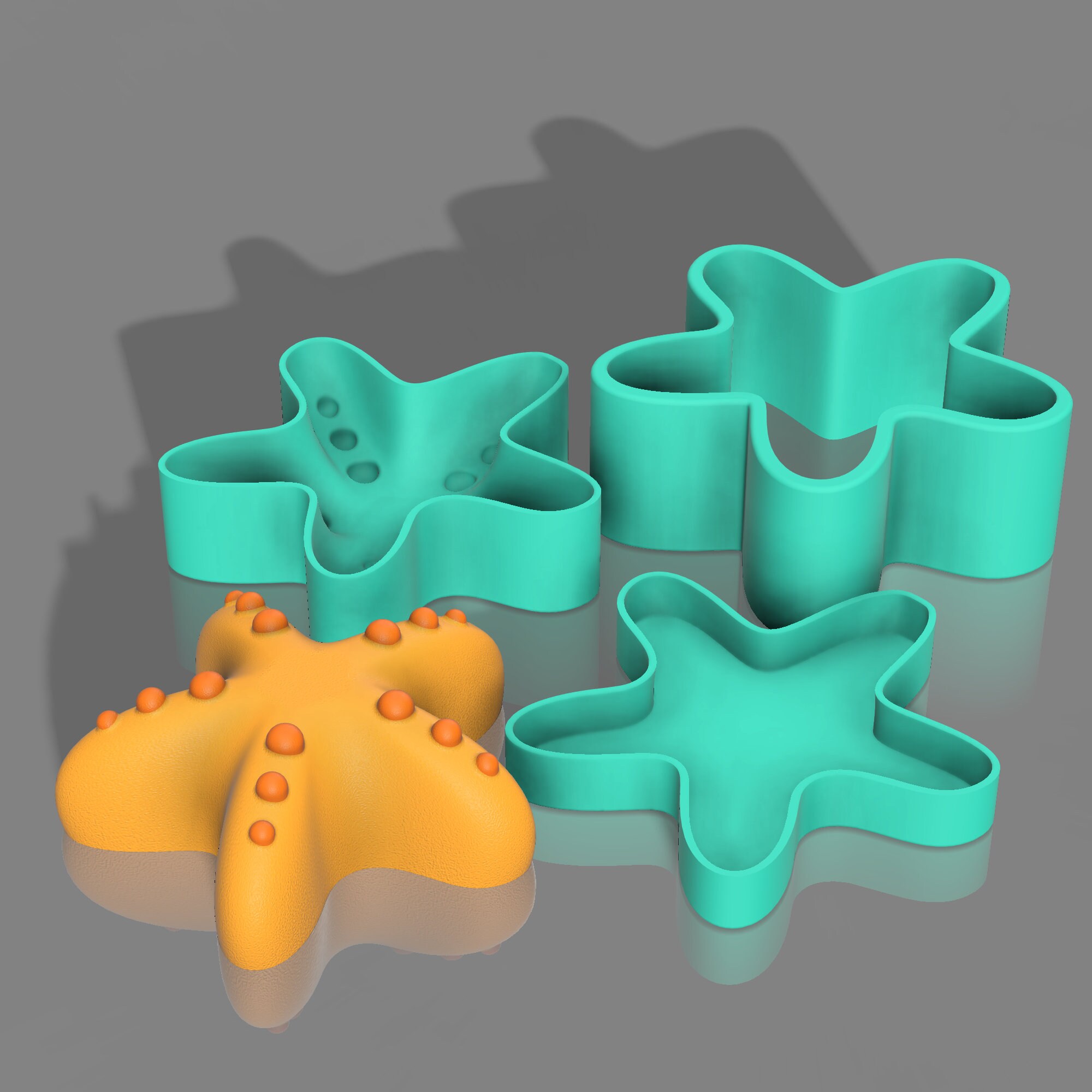 3D Printed 3 Piece Starfish Bathbomb Mold Starfish Bath Bomb - Etsy