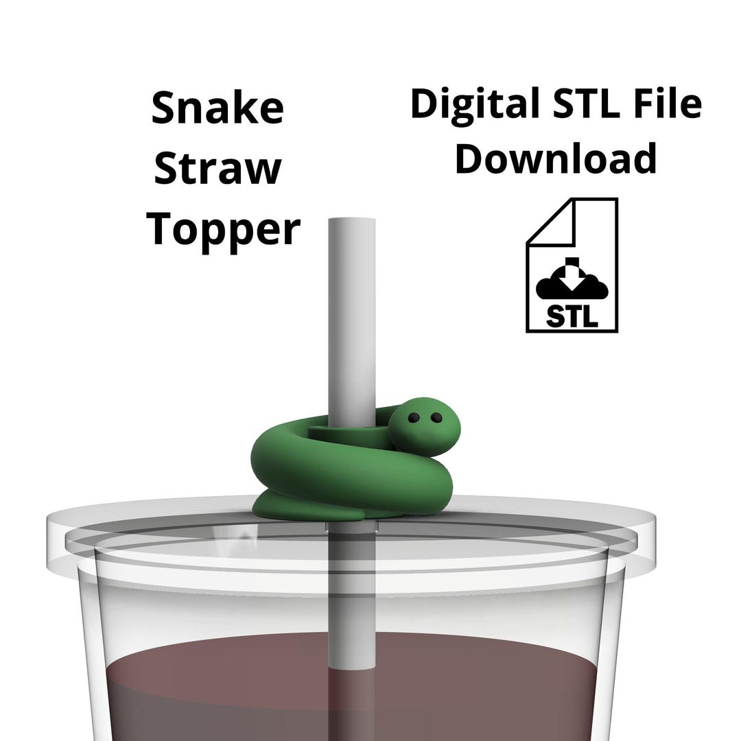 3D Printer STL File, Snake Straw Topper (digital Download) - Etsy