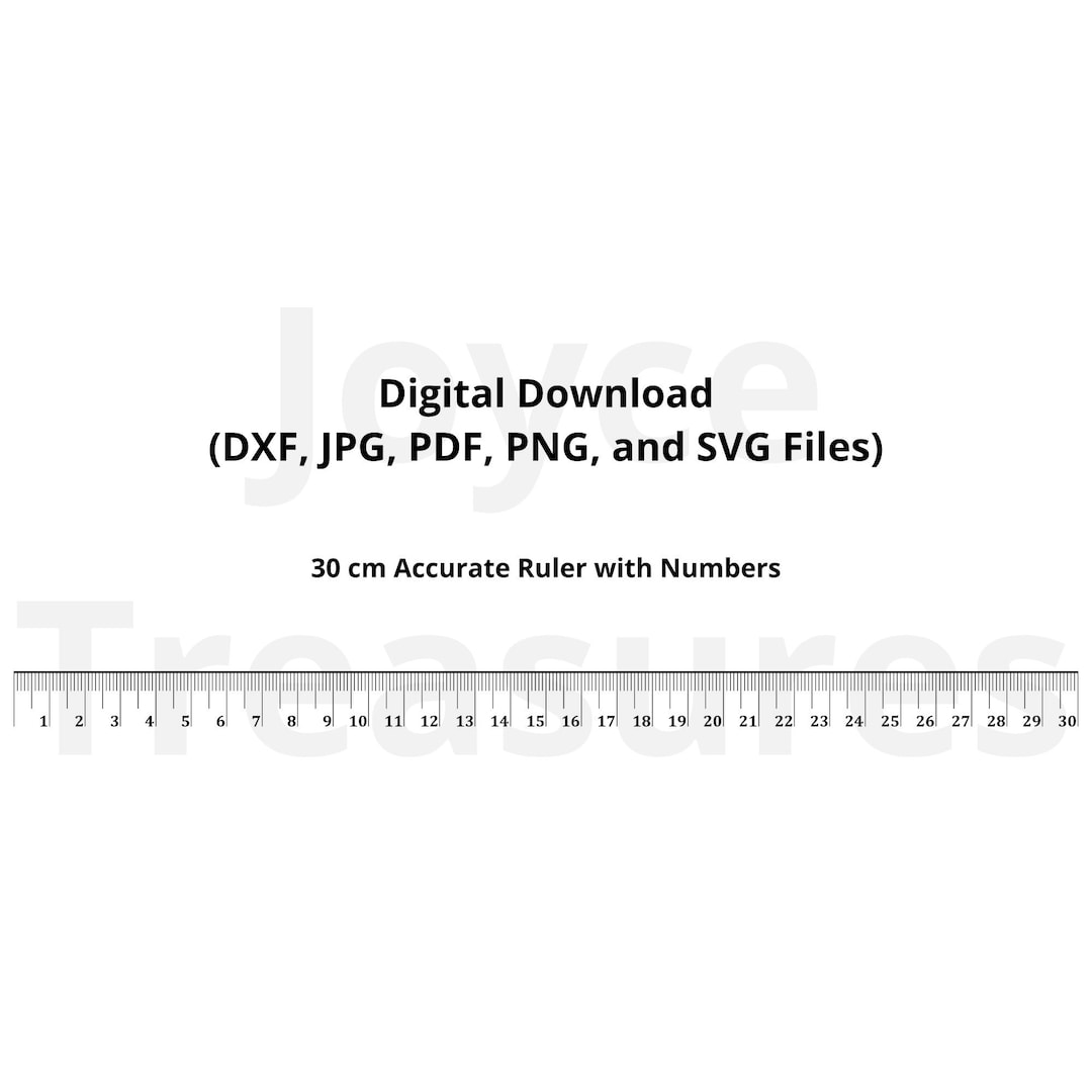 30 Cm Accurate Ruler With Numbers, Lines Down (DXF, Jpg, Png, SVG and ...