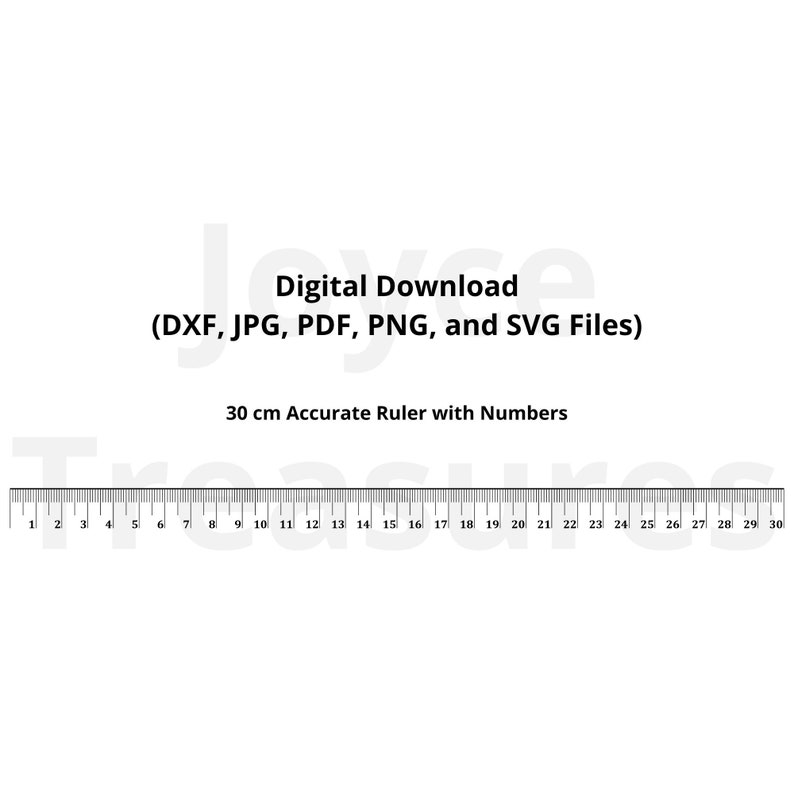 30 Cm Accurate Ruler With Numbers, Lines Down (DXF, Jpg, Png, SVG and ...