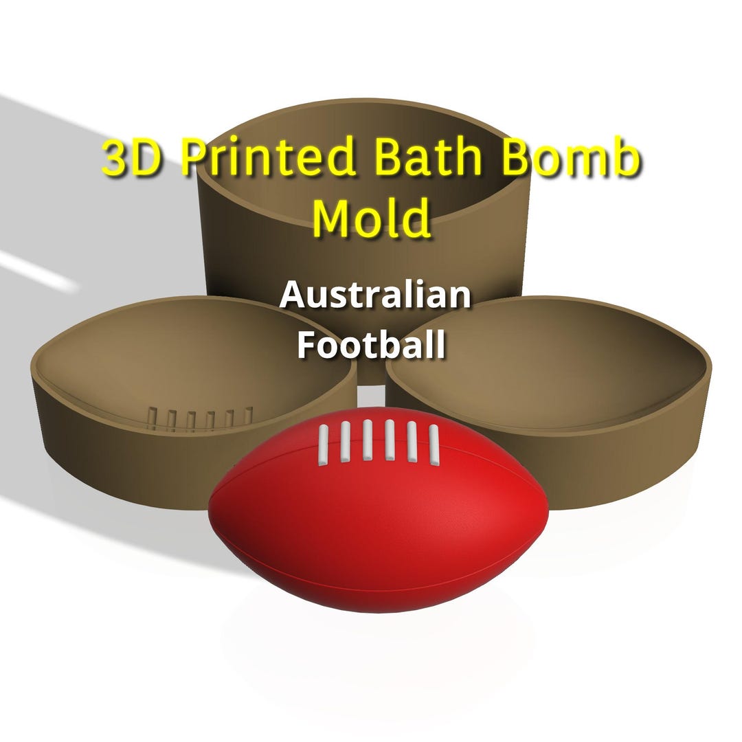 3D Printed Australian Football Bath Bomb Mold, Three Piece - Etsy