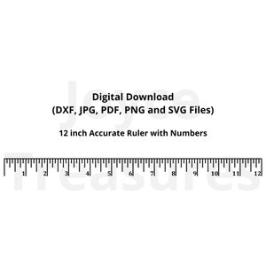12 in Accurate Ruler With Numbers Lines Down (DXF, Jpg, Png, SVG and ...