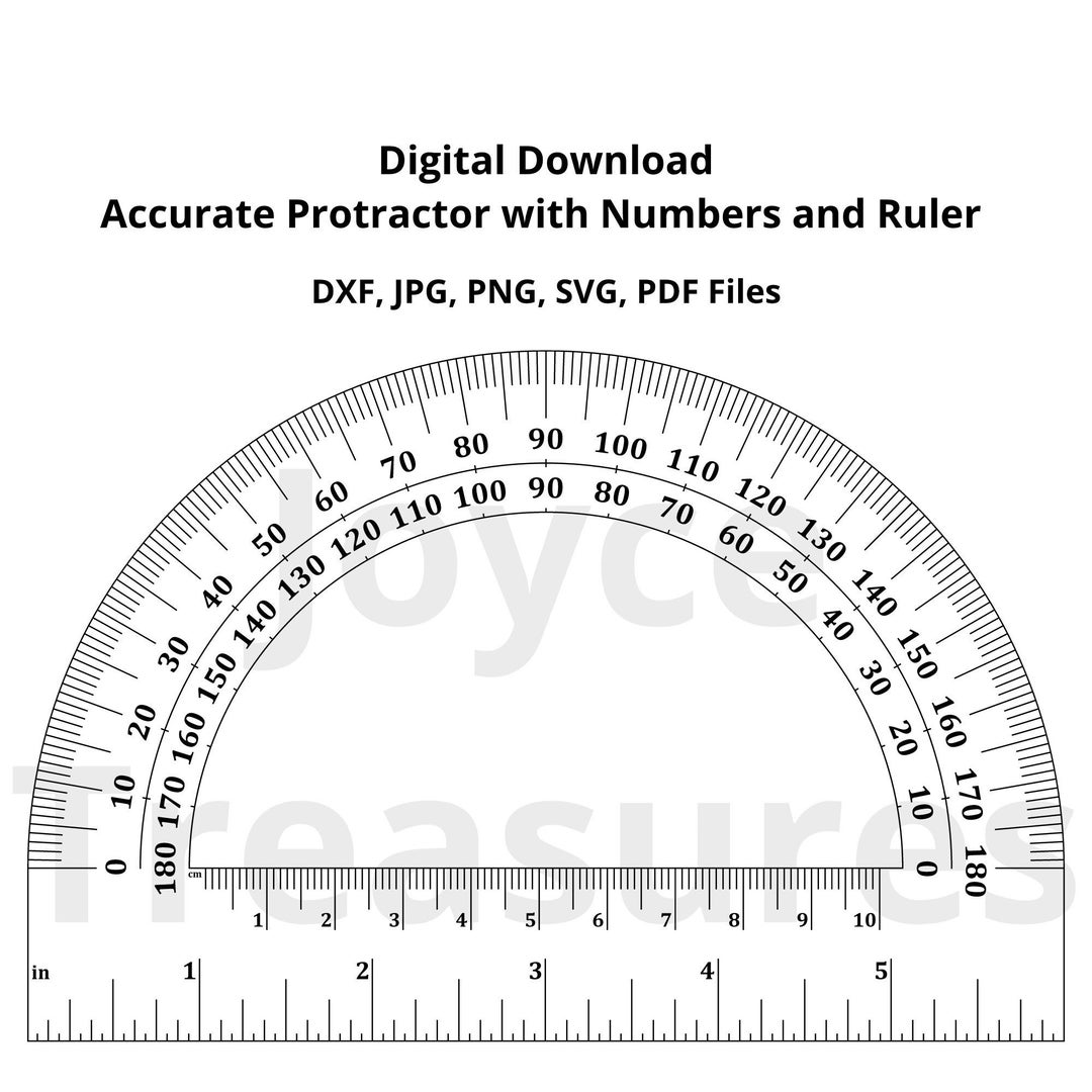 Protractor Accurate With Inch and Cm Ruler Dxf, Jpg, Png, Svg and Pdf ...