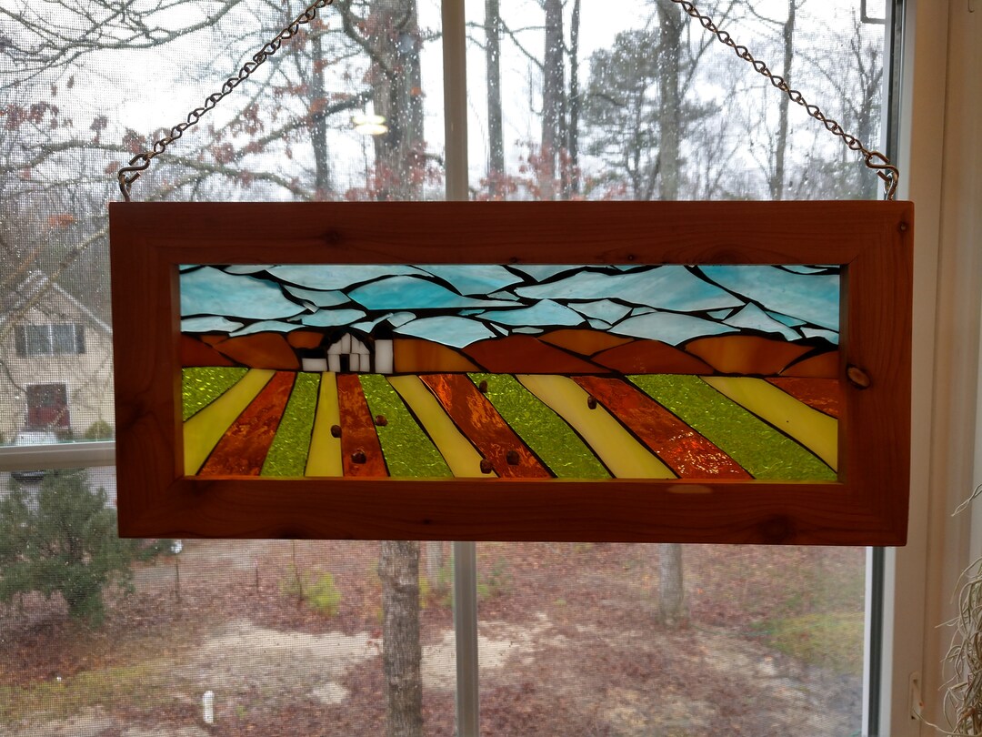 Stained Glass Farm, Window Hanging, Farm Art, Mosaic Art - Etsy