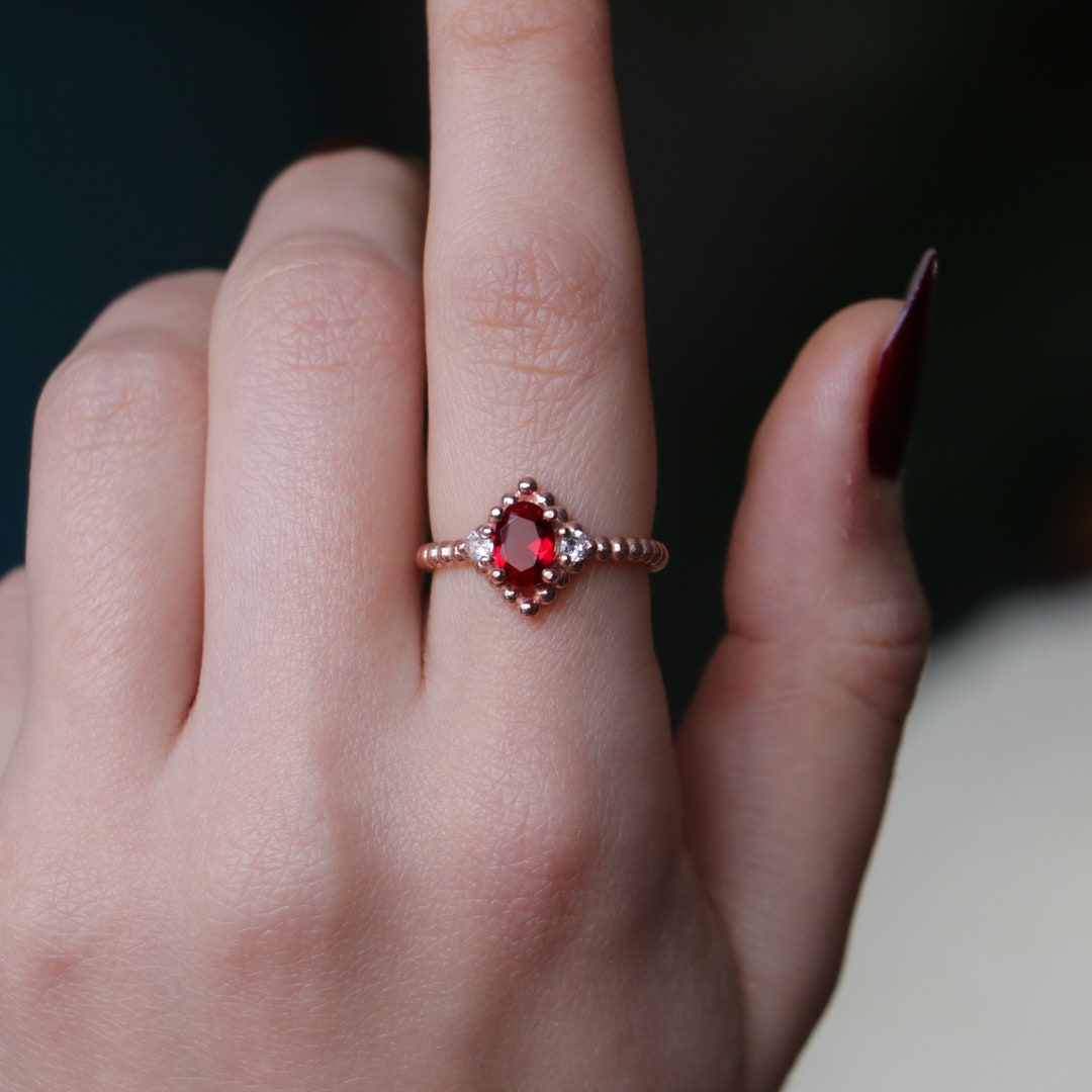 14k Rose Gold Ruby Ring, Ruby Ring, Vintage Ruby Ring, Multi Stone Rose ...