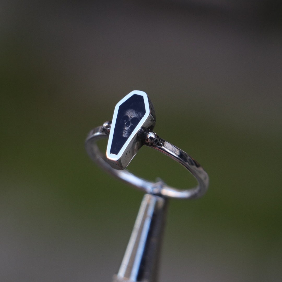 Minimalist 925 Silver Skull Ring, Coffin Ring, Handmade Skull Ring ...