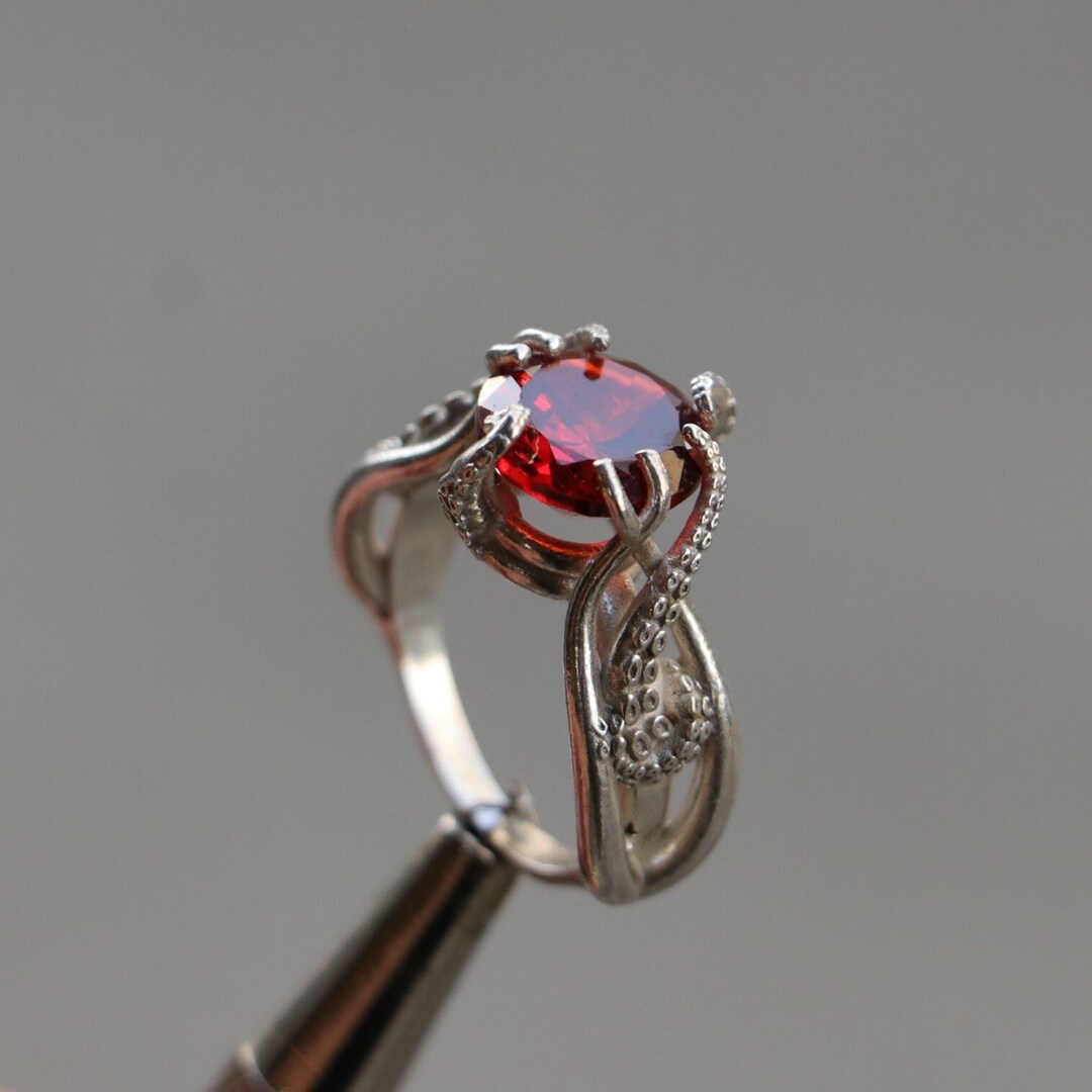925 Ruby Silver Ring, Octopus 925 Silver Ring, Octopus Handmade 925 ...